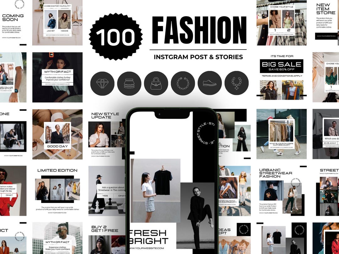Fashion Instagram Templates, Fashion Clothing Templates, Instagram ...