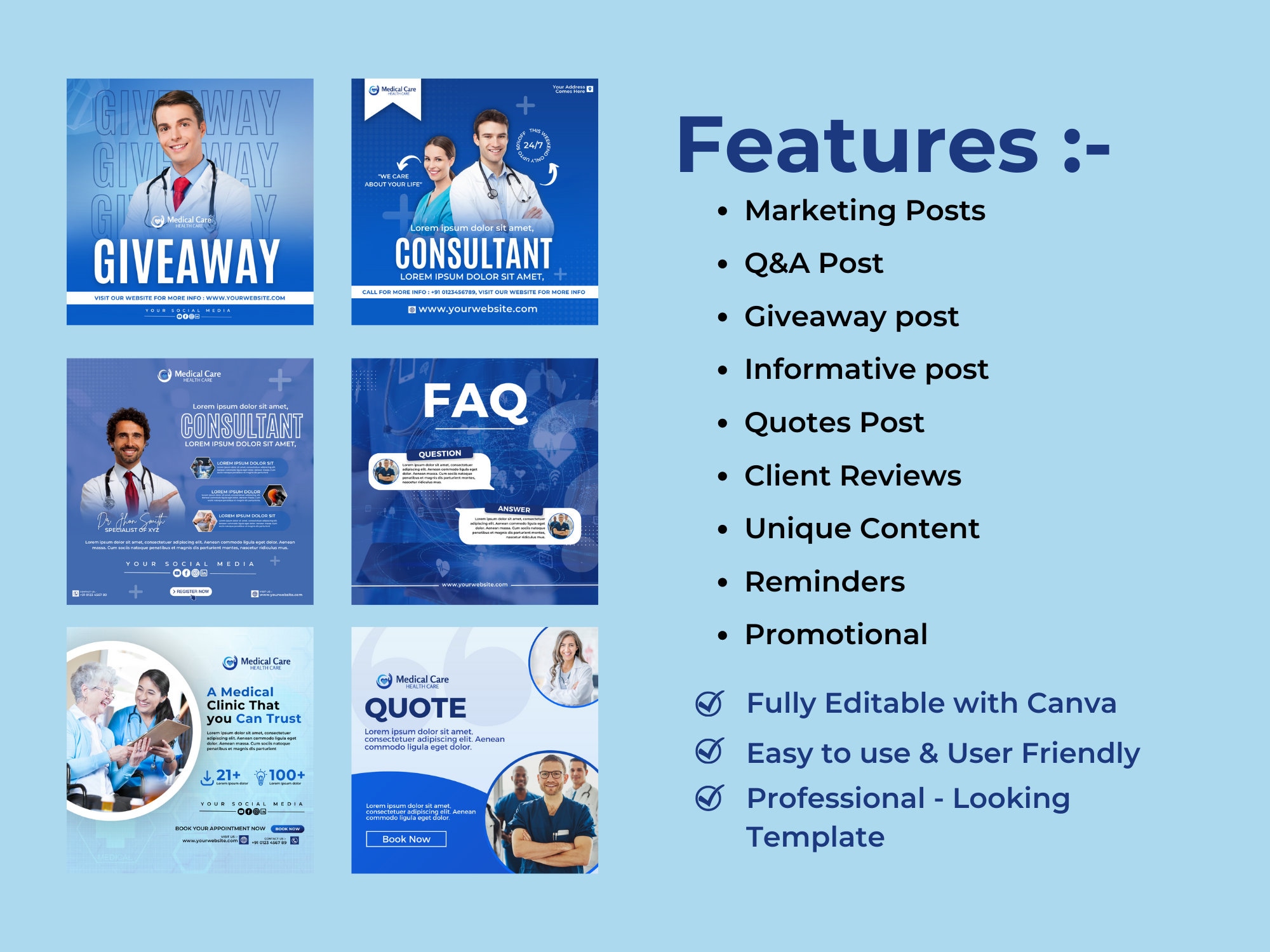 Medical Canva Templates: Social Media Content for Health Professionals ...