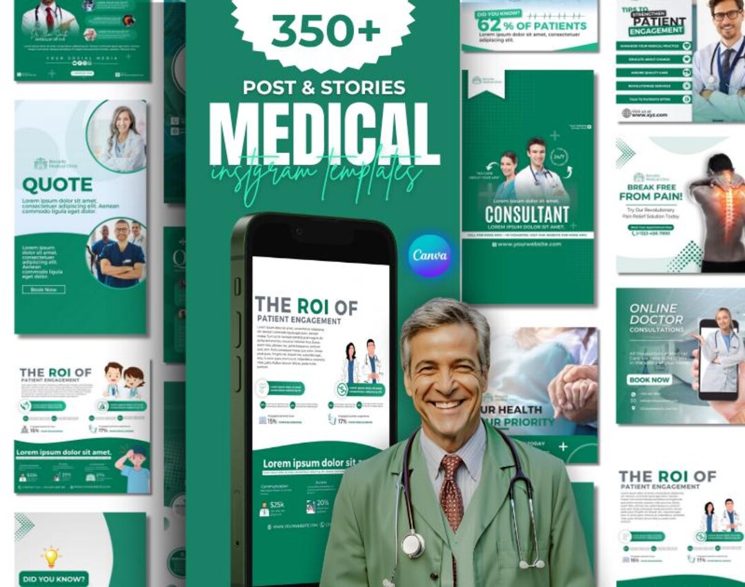 Healthcare Instagram Templates: Medical Social Media Canva Bundle ...