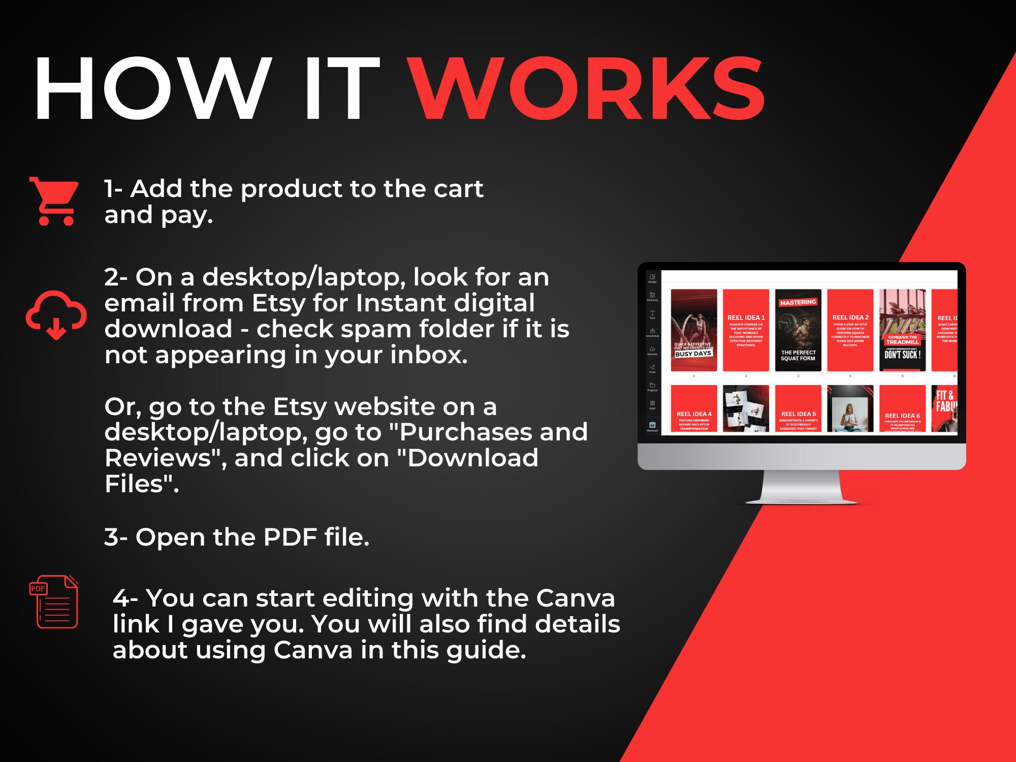 Gym Reel Instagram Cover Templates Fitness Social Media Posts Red ...