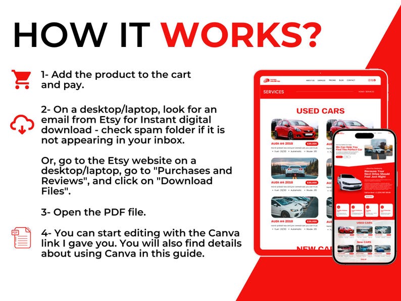 Canva Car Dealer Website Template – Auto Sales & Used Car Landing Page ...