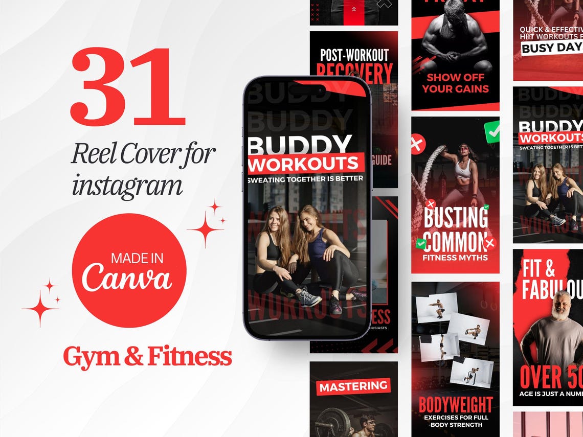 Gym Reel Instagram Cover Templates: Fitness & Sport (canva) - Etsy