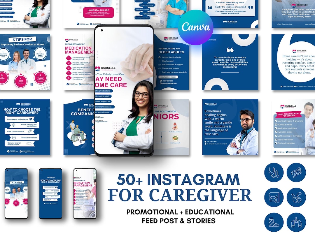 Home Care Instagram Templates – Canva Posts for Elderly, Nursing ...