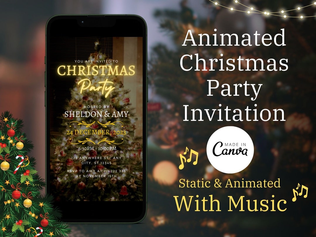 Digital Christmas Party Invitation Christmas Party Video Invitation ...