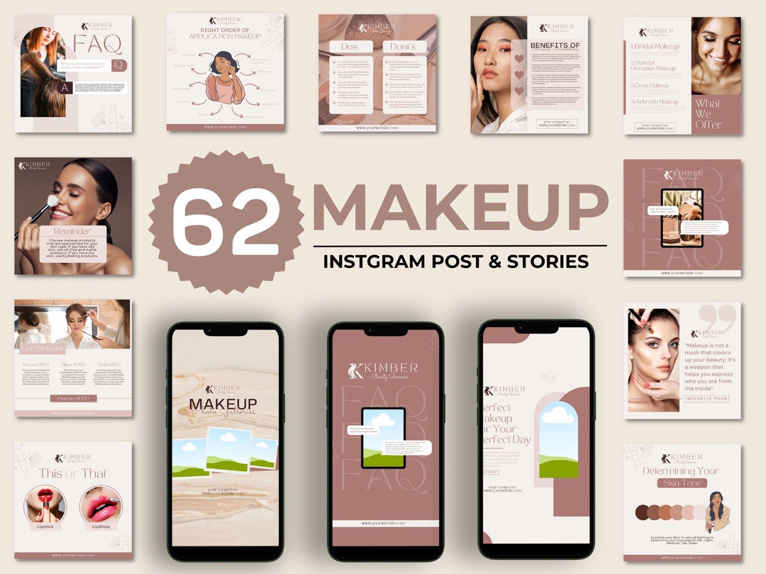 Aesthetic Instagram Makeup Canva Templates MUA Posts MUA Branding MUA ...