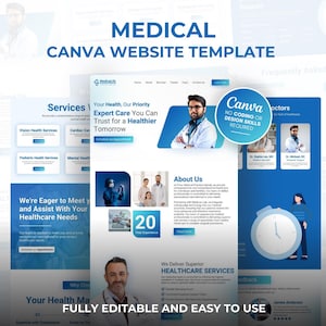Medical Clinic Website Template: Canva Healthcare Landing Page Design ...