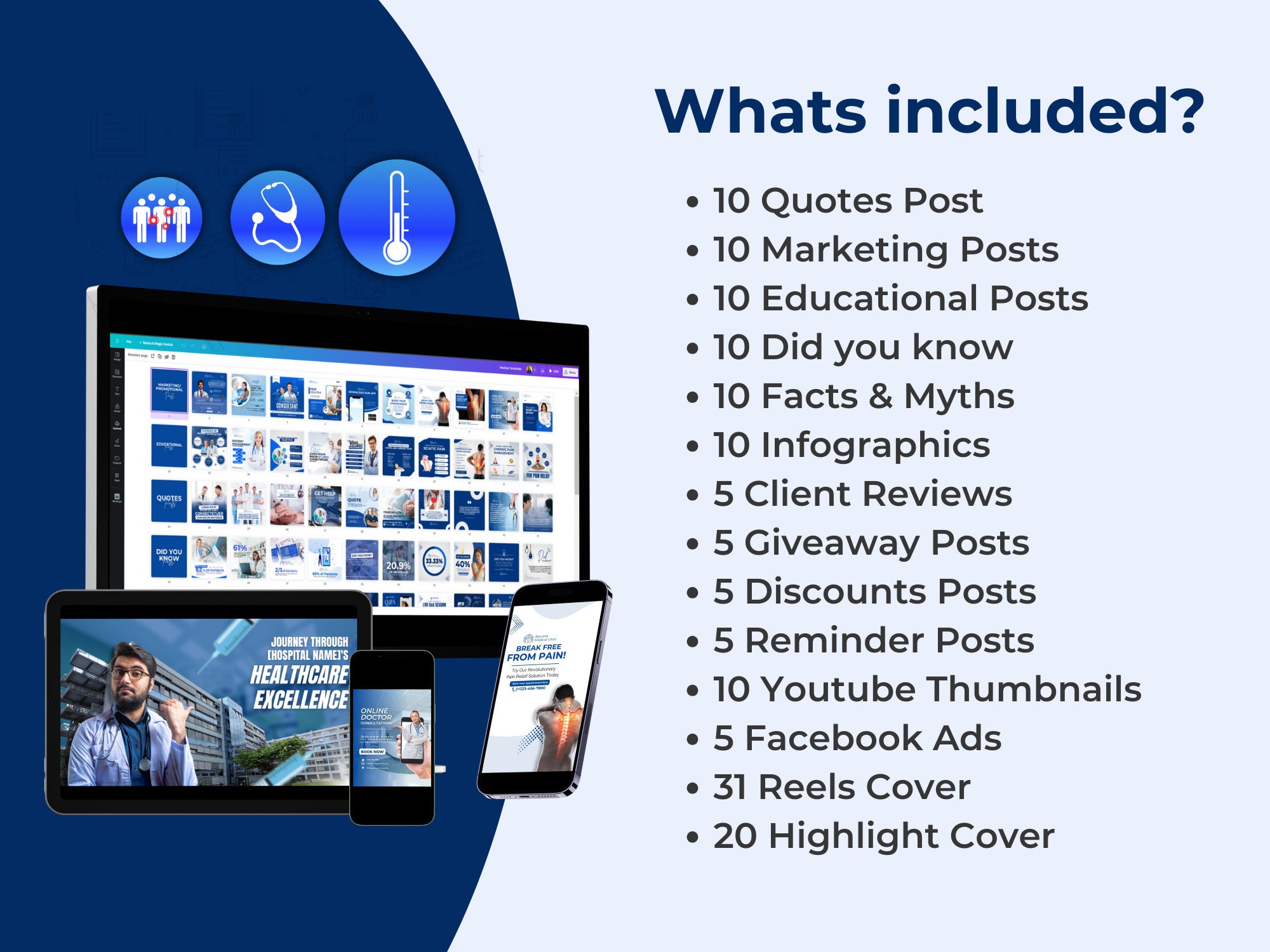 Medical Canva Templates: Healthcare Social Media Marketing Bundle ...