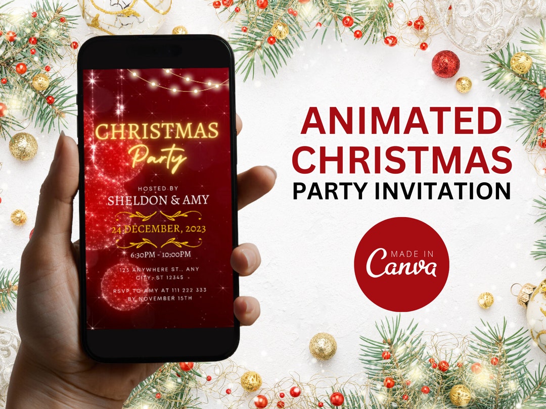 Animated Christmas Party Invitation: Electronic Video E-invite - Etsy