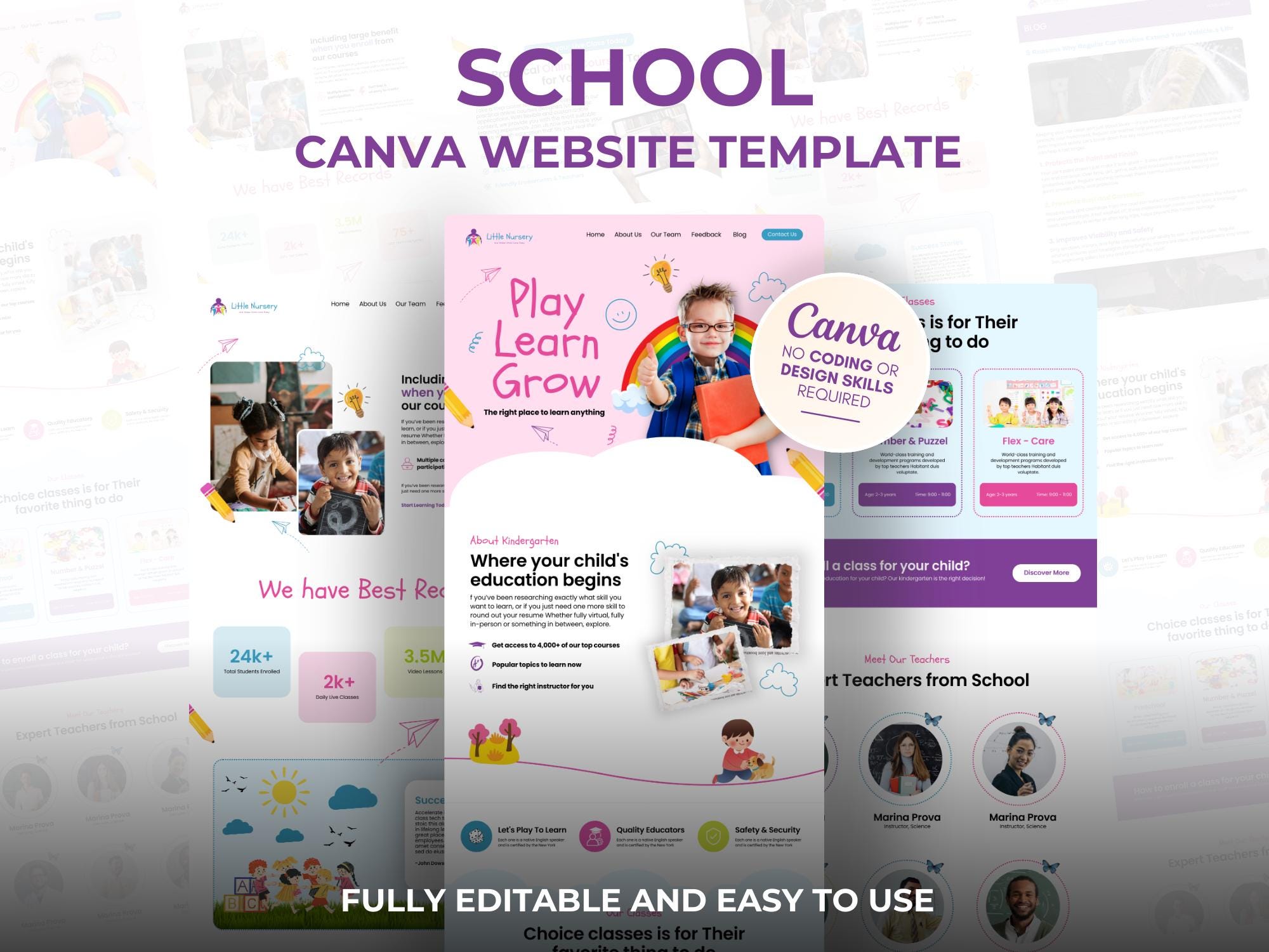 Education Canva Website Template – Canva Design for Daycare ...