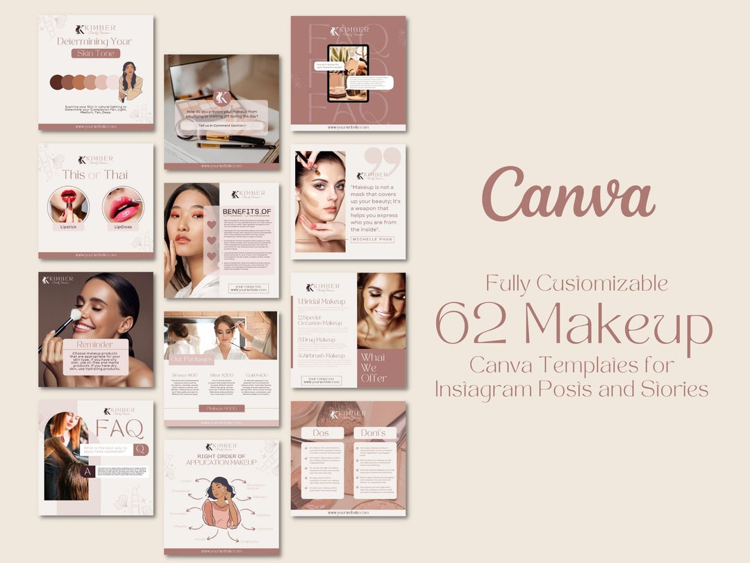 Aesthetic Instagram Makeup Canva Templates MUA Posts MUA - Etsy