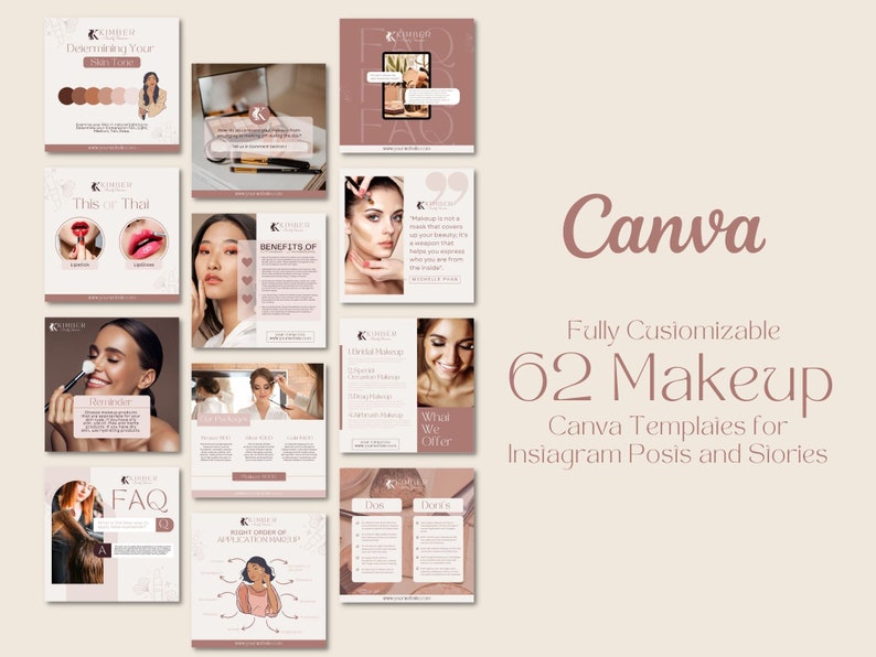 Aesthetic Instagram Makeup Canva Templates MUA Posts MUA - Etsy