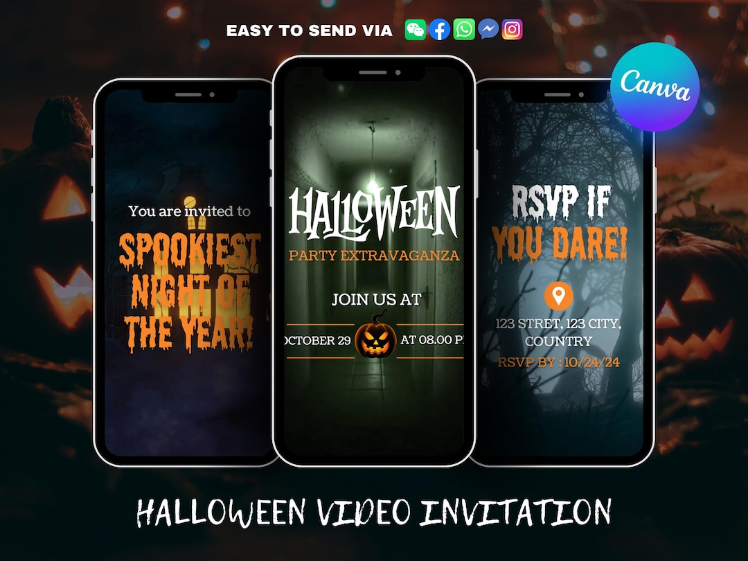 Editable Scary Halloween Party Invitation Video Template, Spooky ...