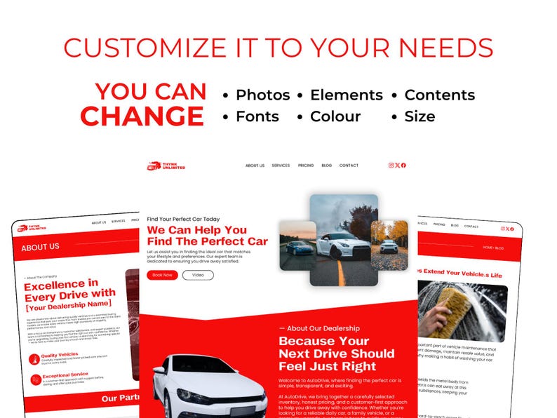 Canva Car Dealer Website Template – Auto Sales & Used Car Landing Page ...