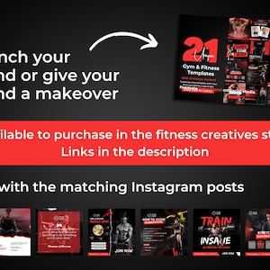Gym Reel Instagram Cover Templates Fitness Social Media Posts Red ...