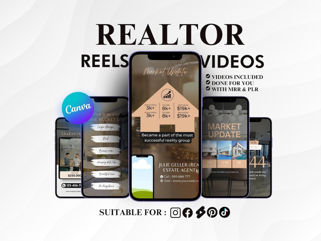 50 Real Estate Reels Templates: Realtor Instagram Marketing (canva) - Etsy