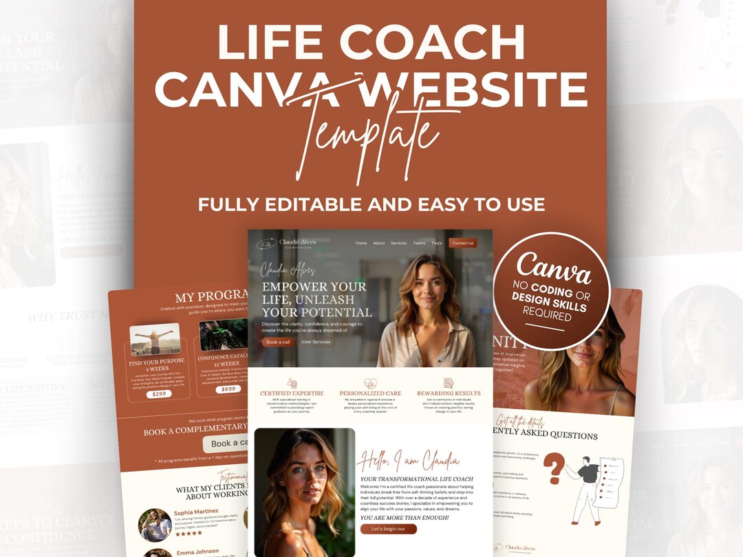 Life Coach Website Template: Canva One Page Design - Etsy