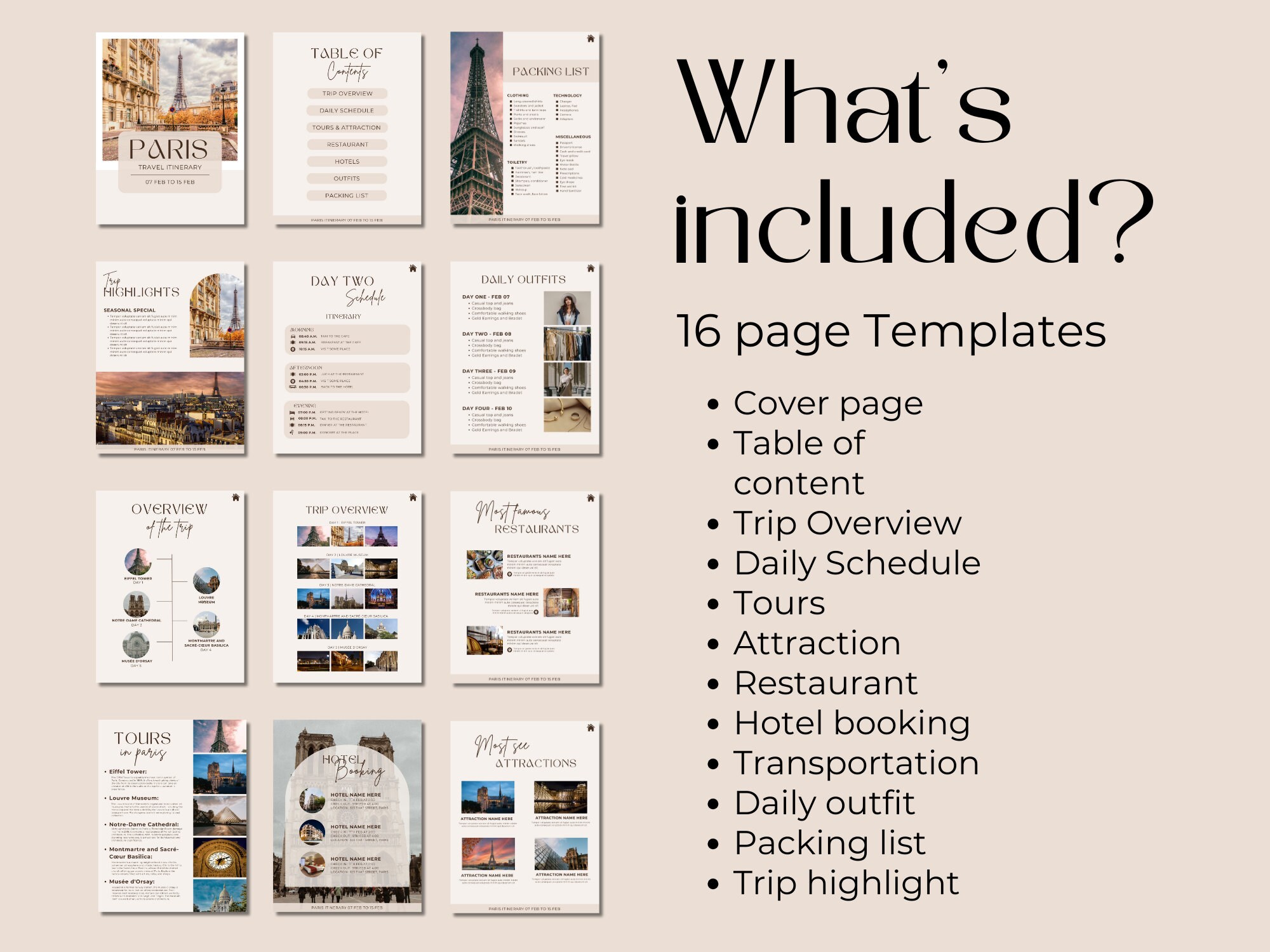 Editable Travel Itinerary Template, Printable Travel Planner (canva) - Etsy