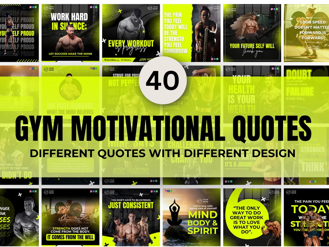 GYM Motivational Instagram Templates Canva Fitness Social Media ...