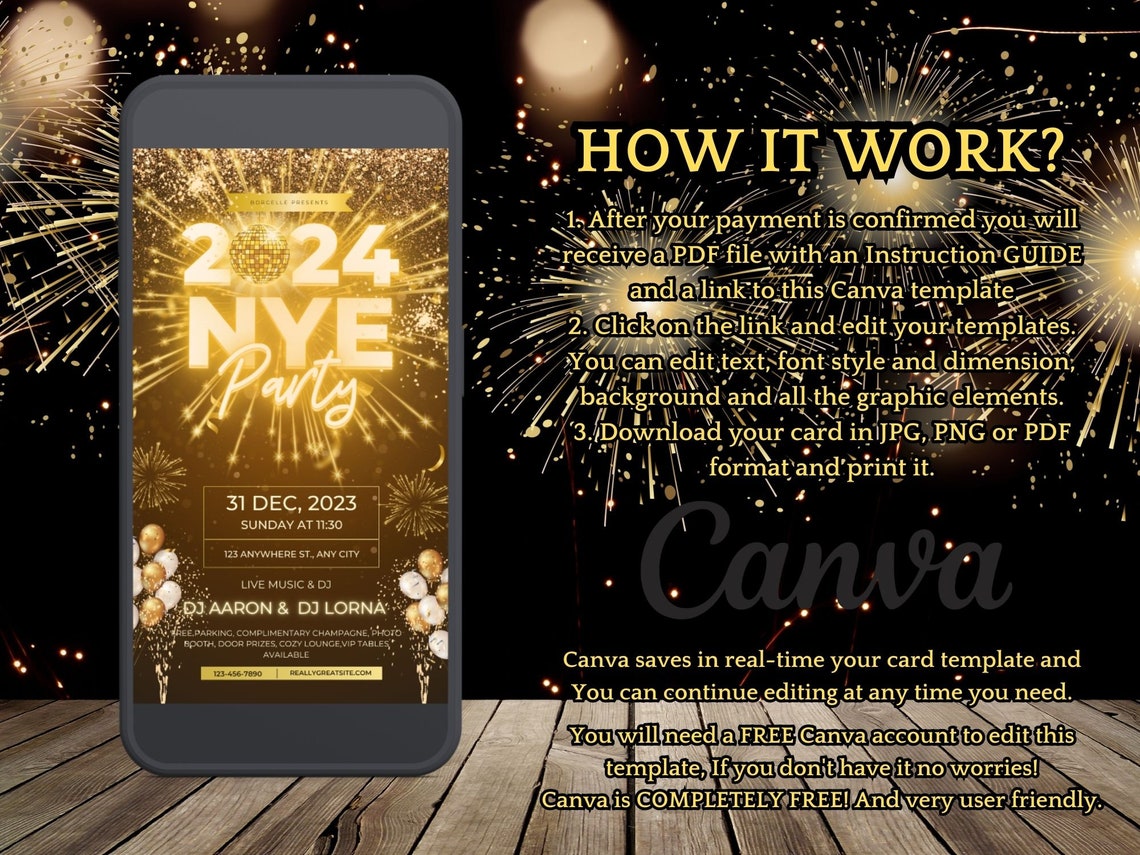 Digital New Years Eve Party Invitation, Animated NYE Celebration Invite ...