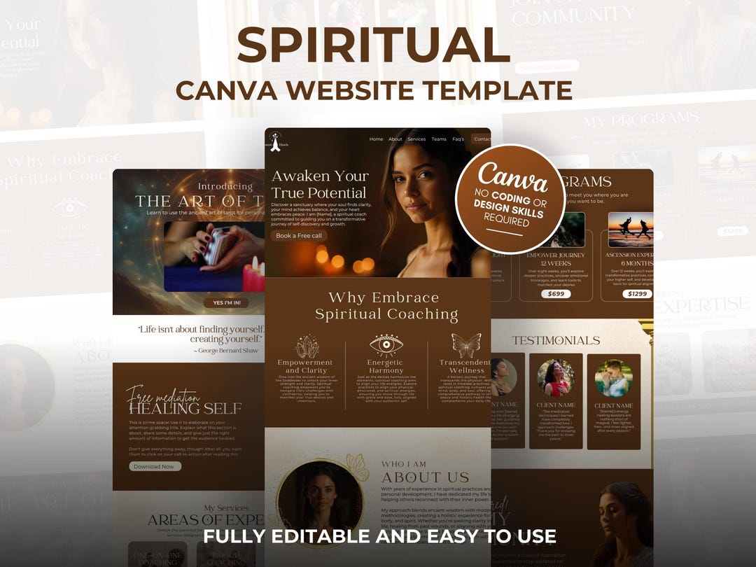 Spiritual Coach Website Template: Mystical Canva Design - Etsy