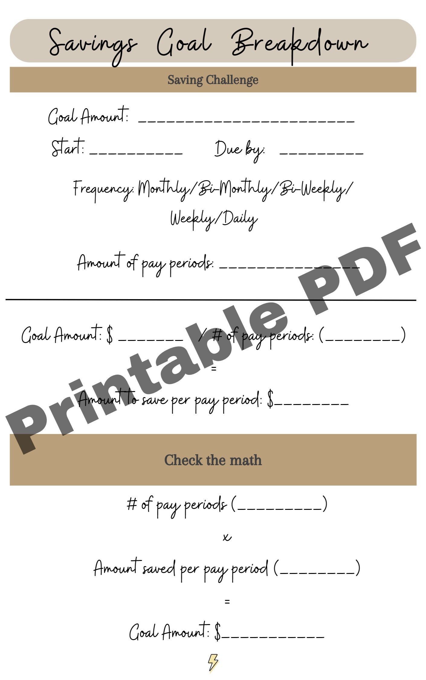 Budget Savings Goal Worksheet Template Digital Download - Etsy