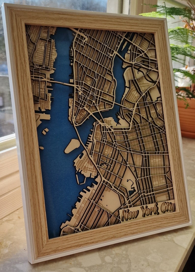 Map 3d New York Map Frame Wall Frame SVG Laser Cut File Laser File SVG ...
