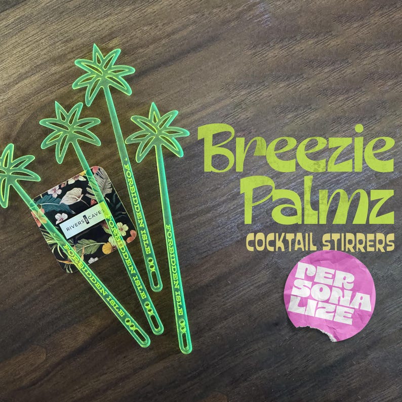 Personalized Drink Stirrers Palm Trees Custom Tiki Swizzle Sticks - Etsy