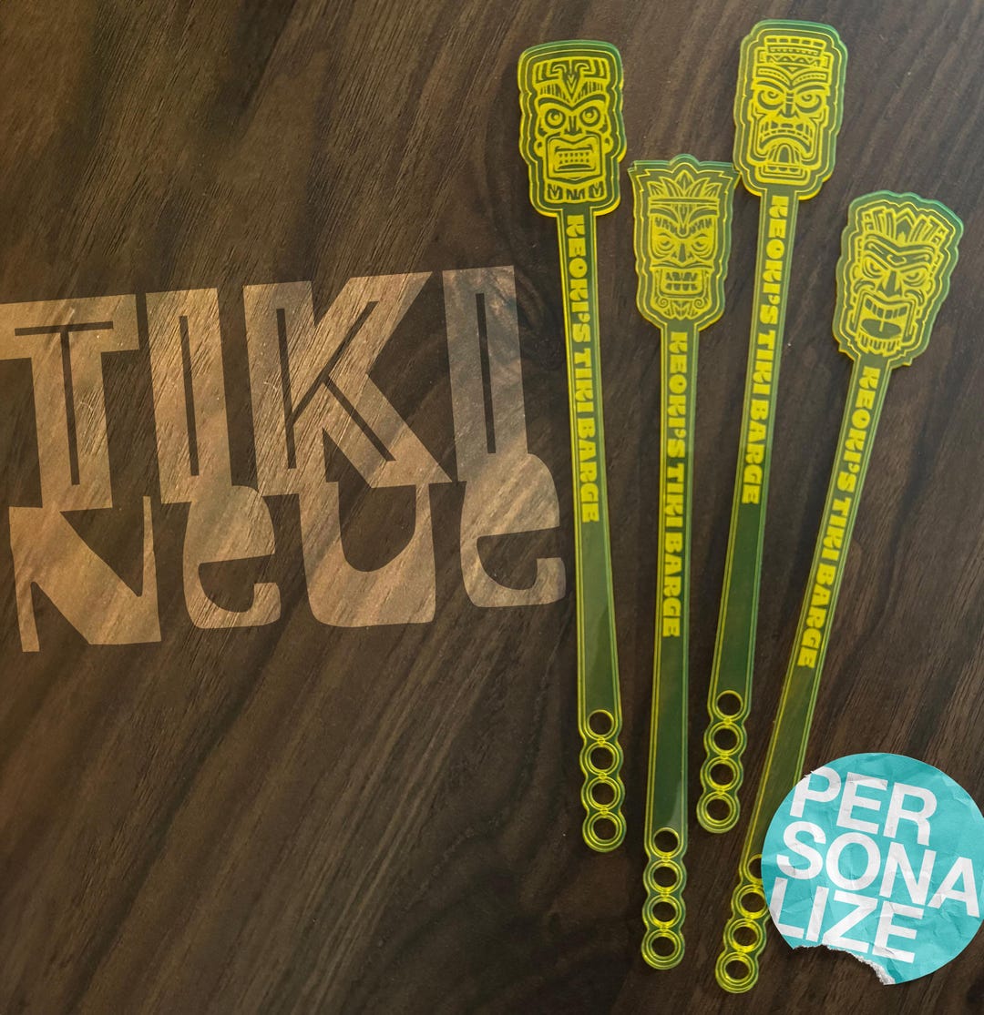 Personalized Tiki Drink Stirrers. Unique, Custom, Engraved Tiki Swizzle ...