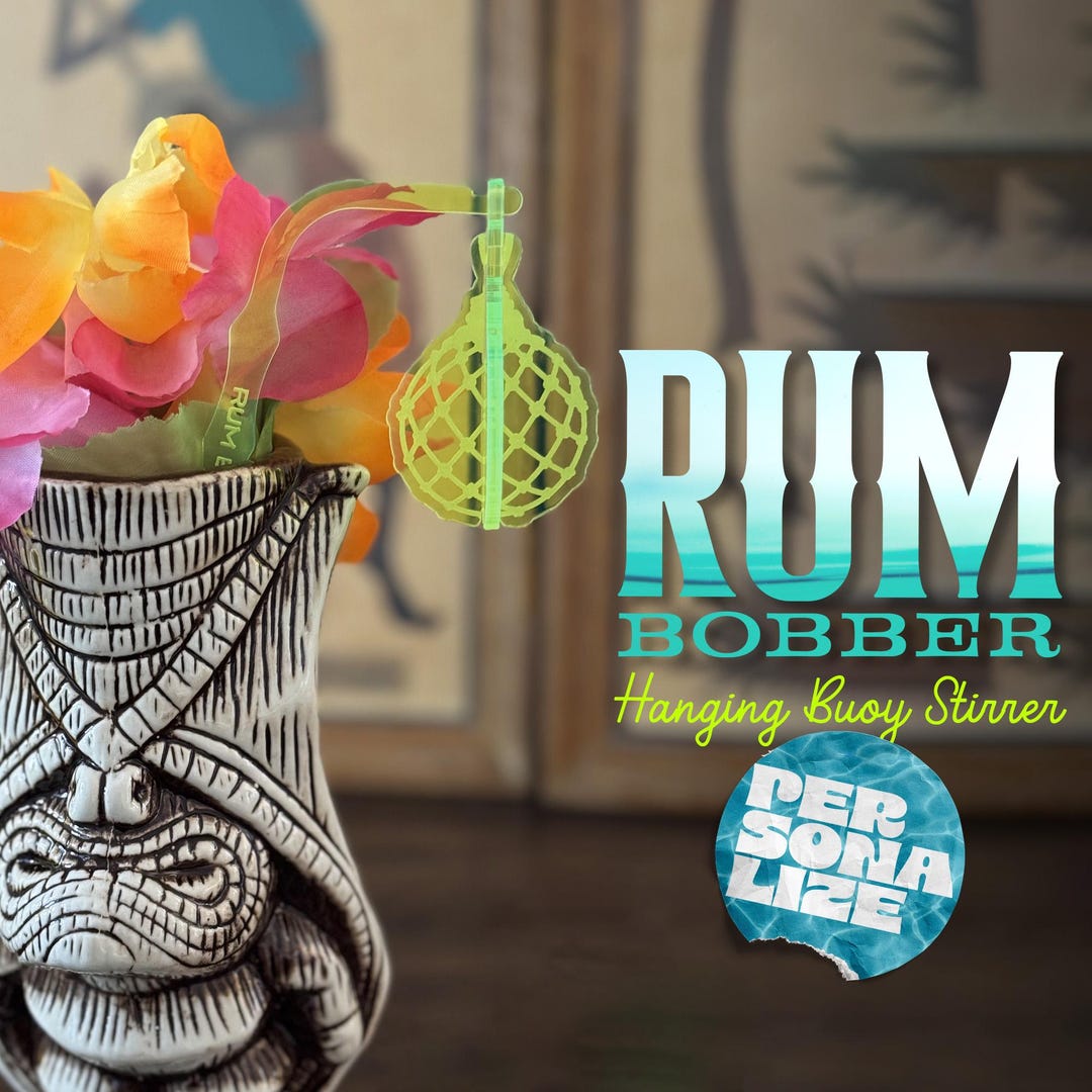 Personalized Tiki Bar Swizzle Sticks: Hanging Buoy Stirrer, Custom ...