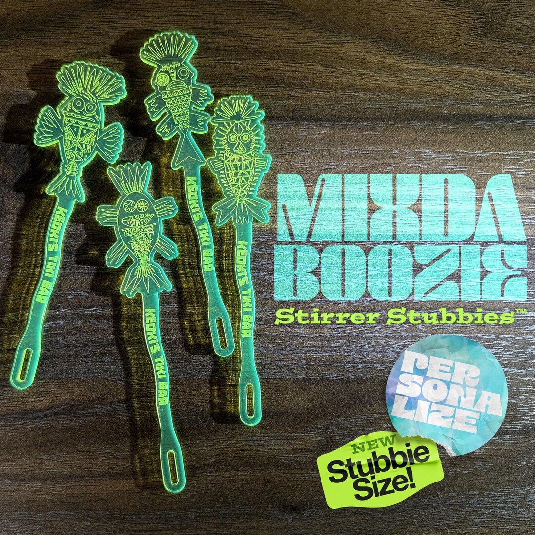 Personalized Puffer Fish Tiki Drink Stirrers – Custom Acrylic Swizzle ...