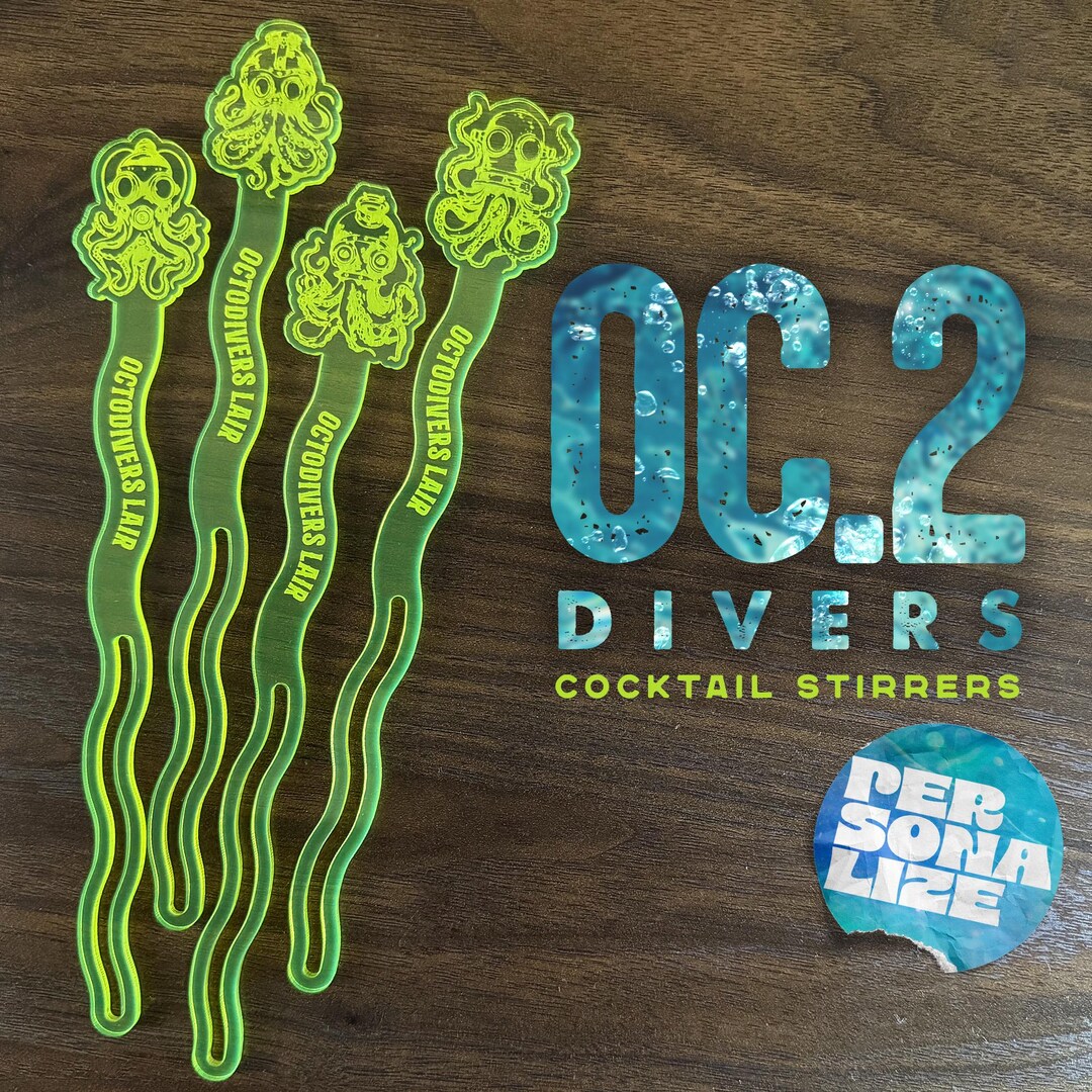 Personalized Tiki Drink Stirrers: Retro Octopus Diver Swizzle Sticks - Etsy
