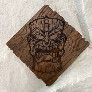 Tiki Coaster Set of 4 Premium Solid Walnut Wood, A Unique Gift for a ...