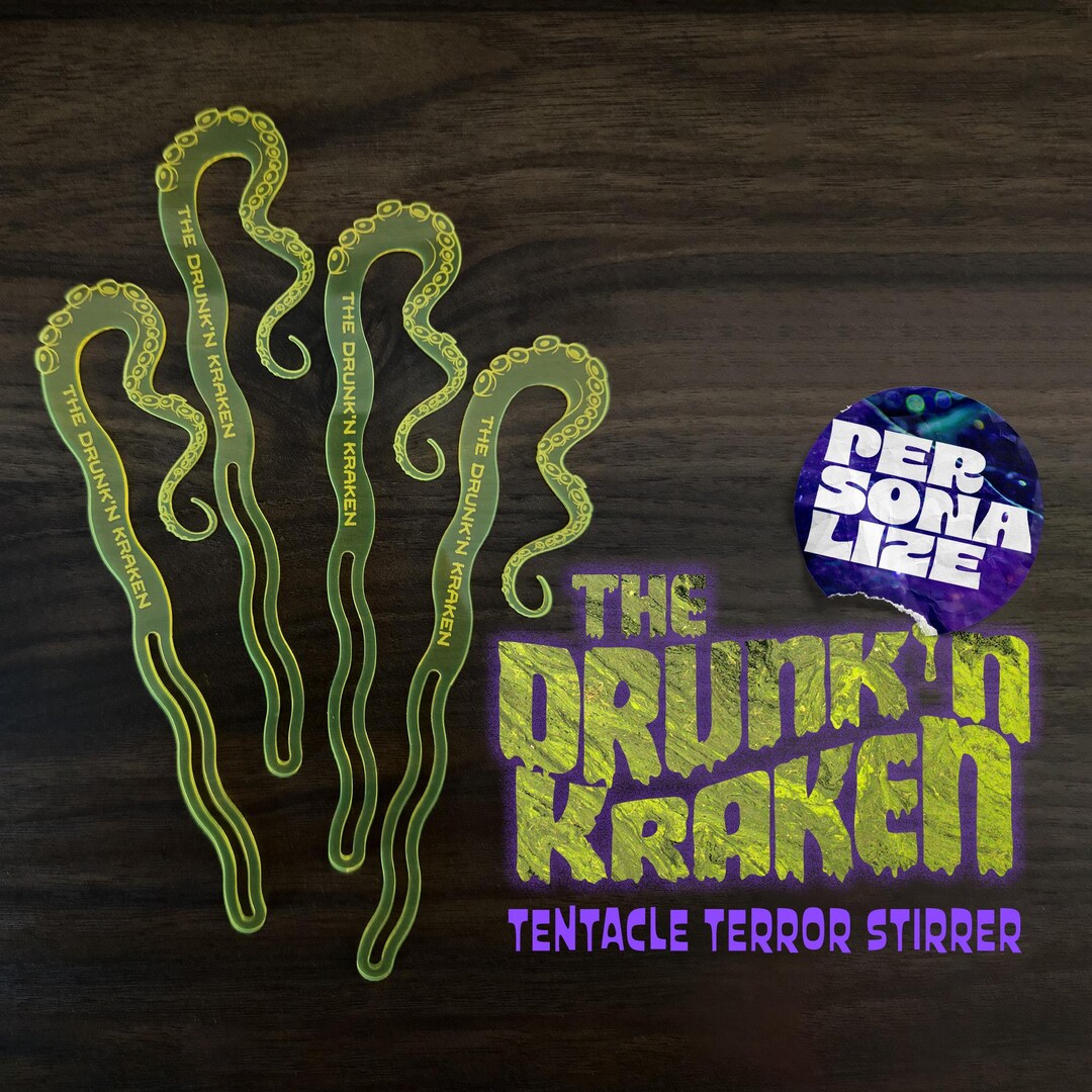 Personalized Tiki Swizzle Sticks. Custom Octopus Tentacle Overhang ...