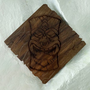 Tiki Coaster Set of 4 Premium Solid Walnut Wood, A Unique Gift for a ...