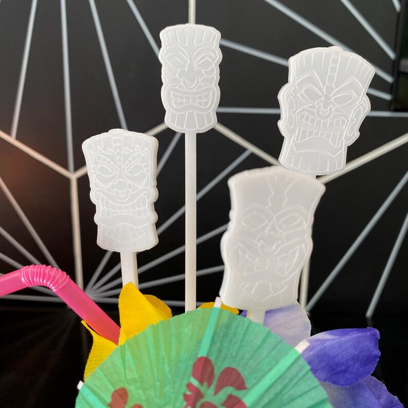Tiki Stirrer Set of 4 Extra Long Stirrers Polynesian Pop - Etsy