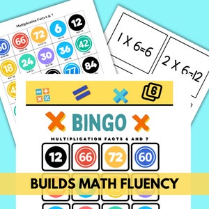 Multiplication Bingo, Multiplication Facts 6 and 7, Math Games, 3rd ...