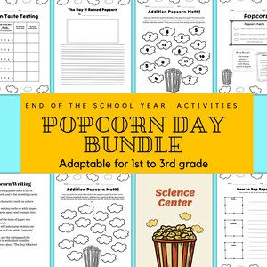 End of the School Year Popcorn Day Bundle, Popcorn Theme Day, Popcorn ...