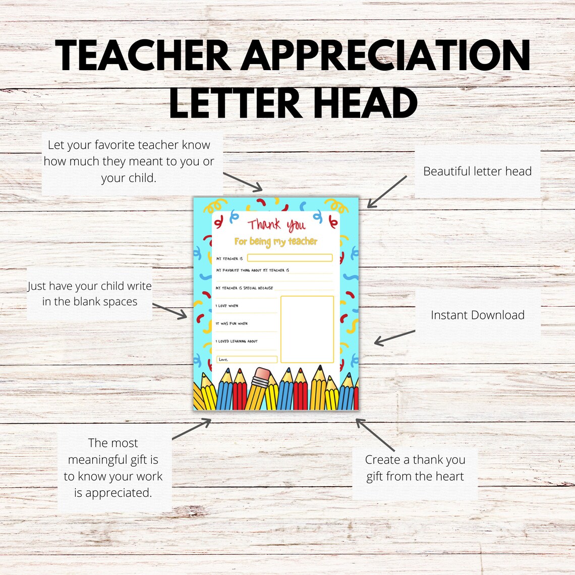 Teacher Appreciation Week, Teacher Thank You Letter, Thank You Note ...