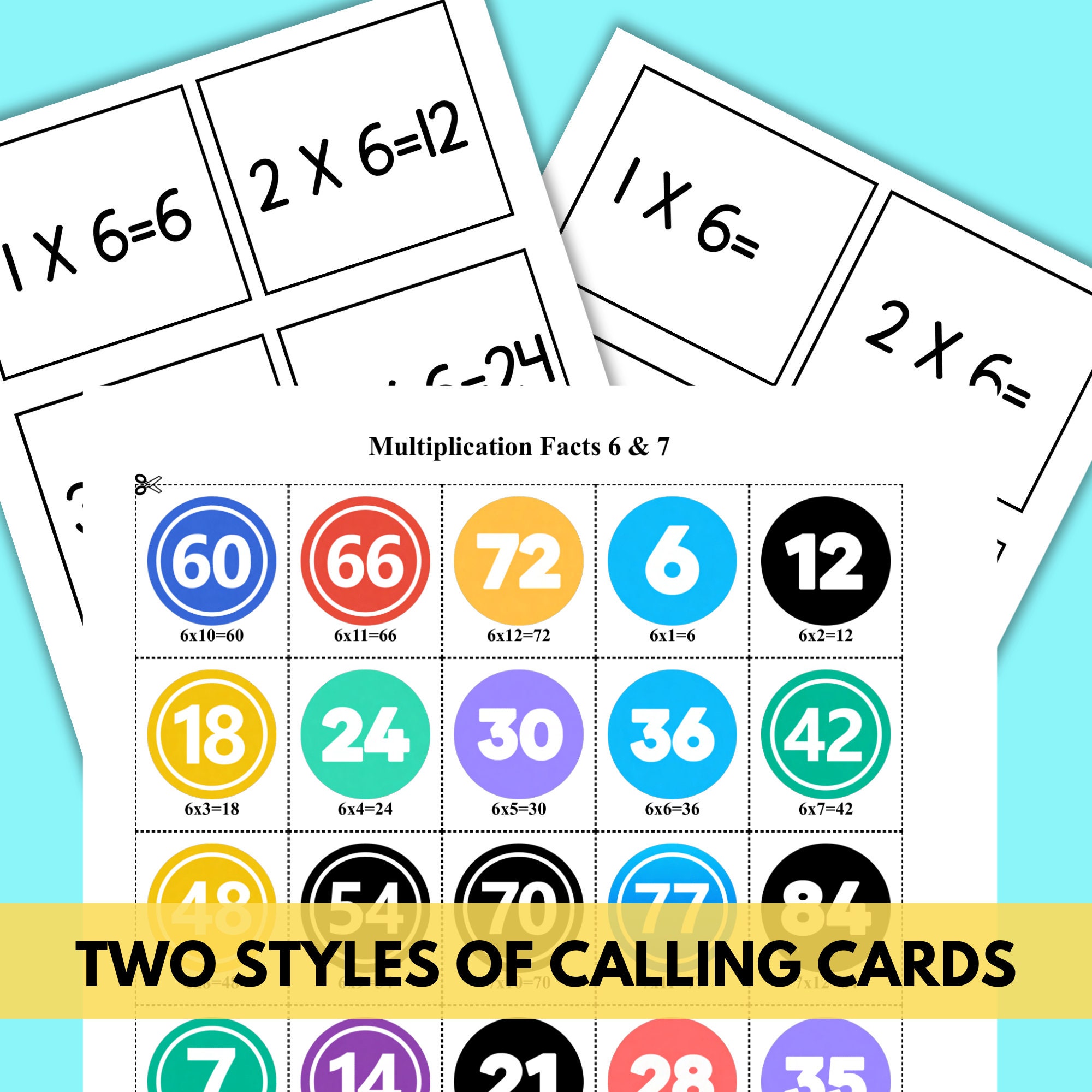 Multiplication Bingo, Multiplication Facts 6 and 7, Math Games, 3rd ...