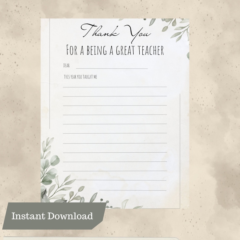 Teacher Appreciation Note Teacher Thank You Letter End of - Etsy