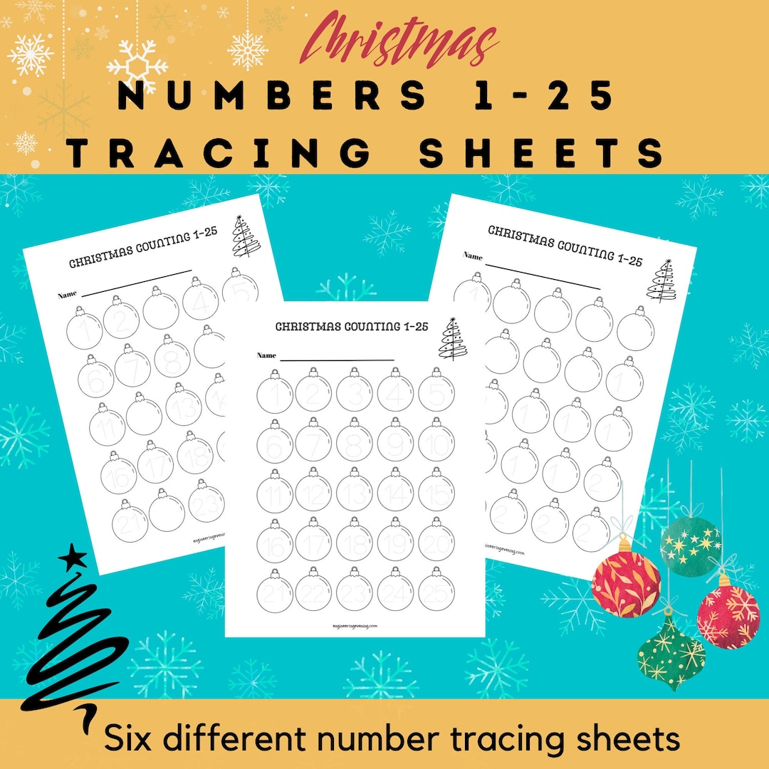 Christmas Number Tracing Printable, Number Writing Worksheets, Numbers ...