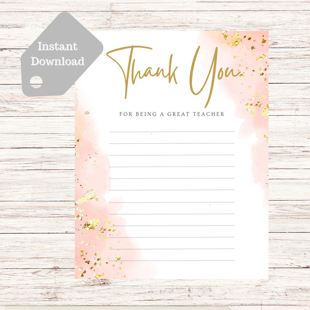 Teacher Appreciation Letter, Teacher Thank You Note, End of Year Letter ...