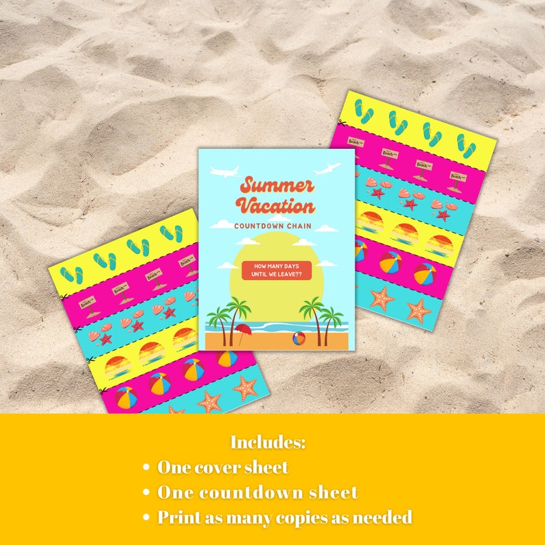 Vacation Countdown Chain, Countdown Printable, Trip Countdown Printable ...