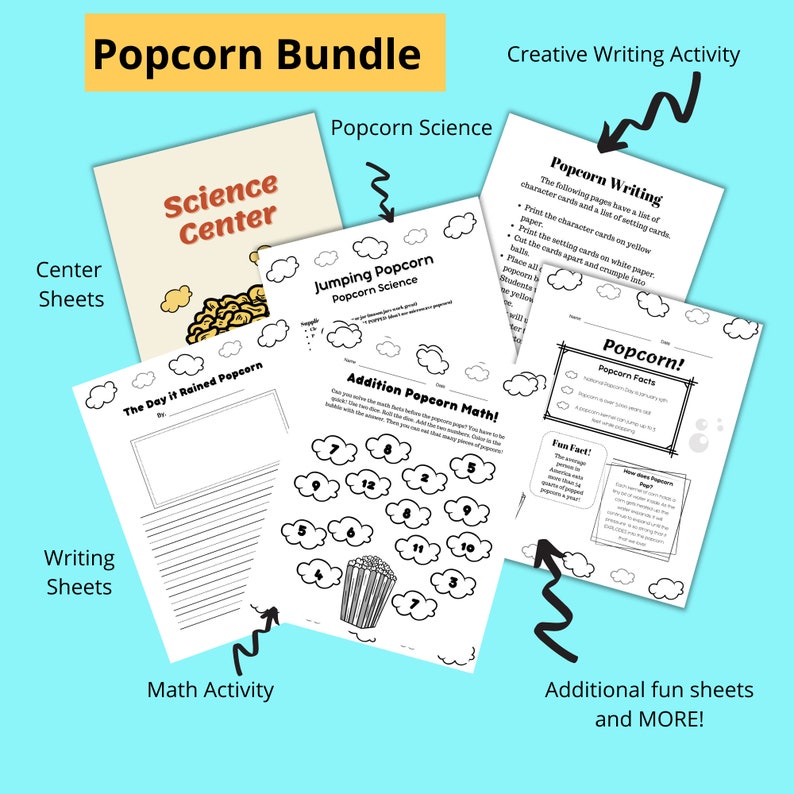 End of the School Year Popcorn Day Bundle, Popcorn Theme Day, Popcorn ...