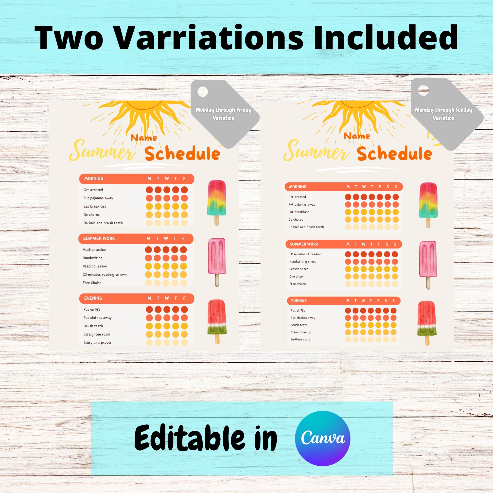Summer Schedule Editable Template, Kids Summer Schedule Checklist ...
