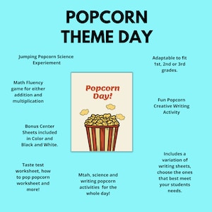 End of the School Year Popcorn Day Bundle, Popcorn Theme Day, Popcorn ...