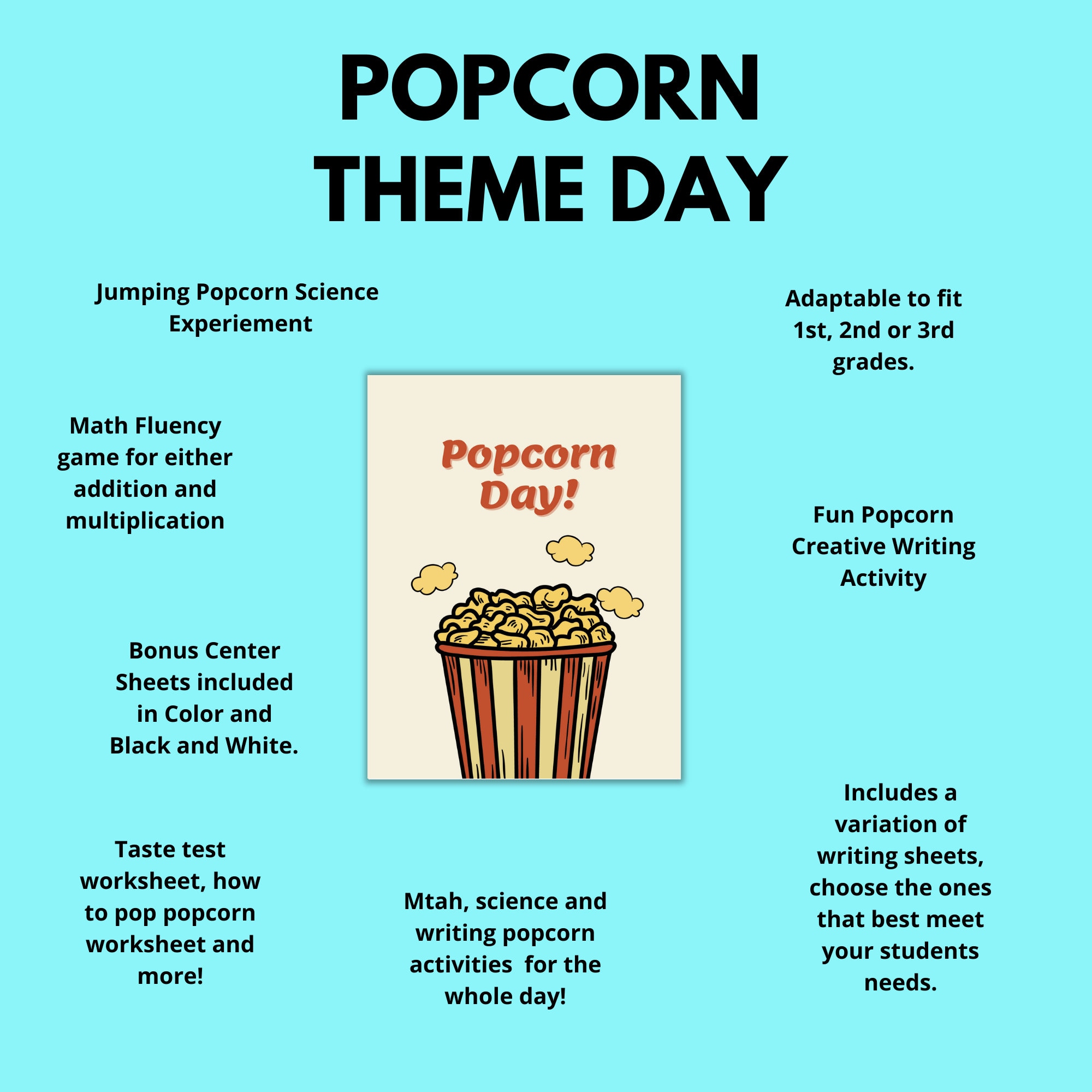 End of the School Year Popcorn Day Bundle, Popcorn Theme Day, Popcorn ...