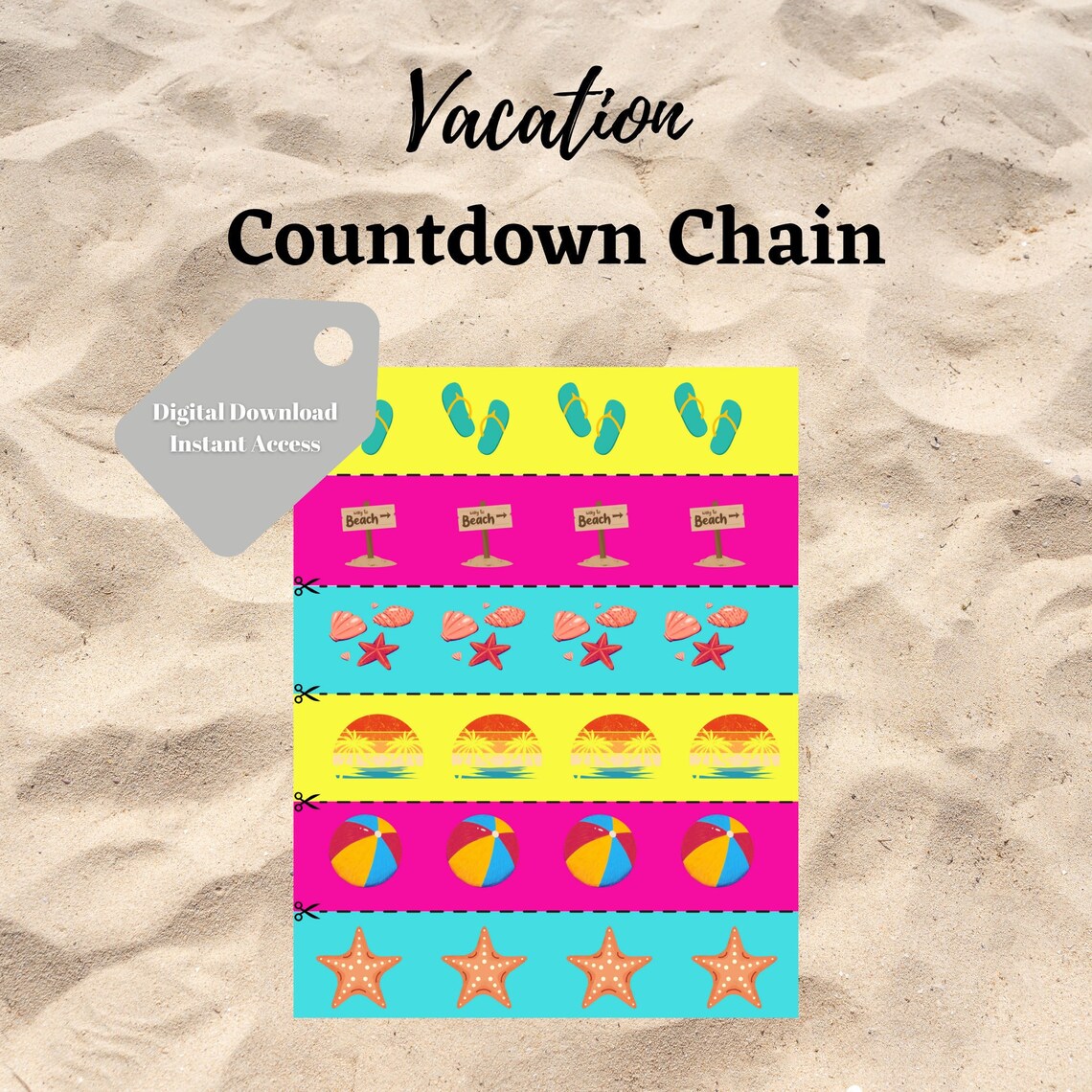 Vacation Countdown Chain, Countdown Printable, Trip Countdown Printable ...