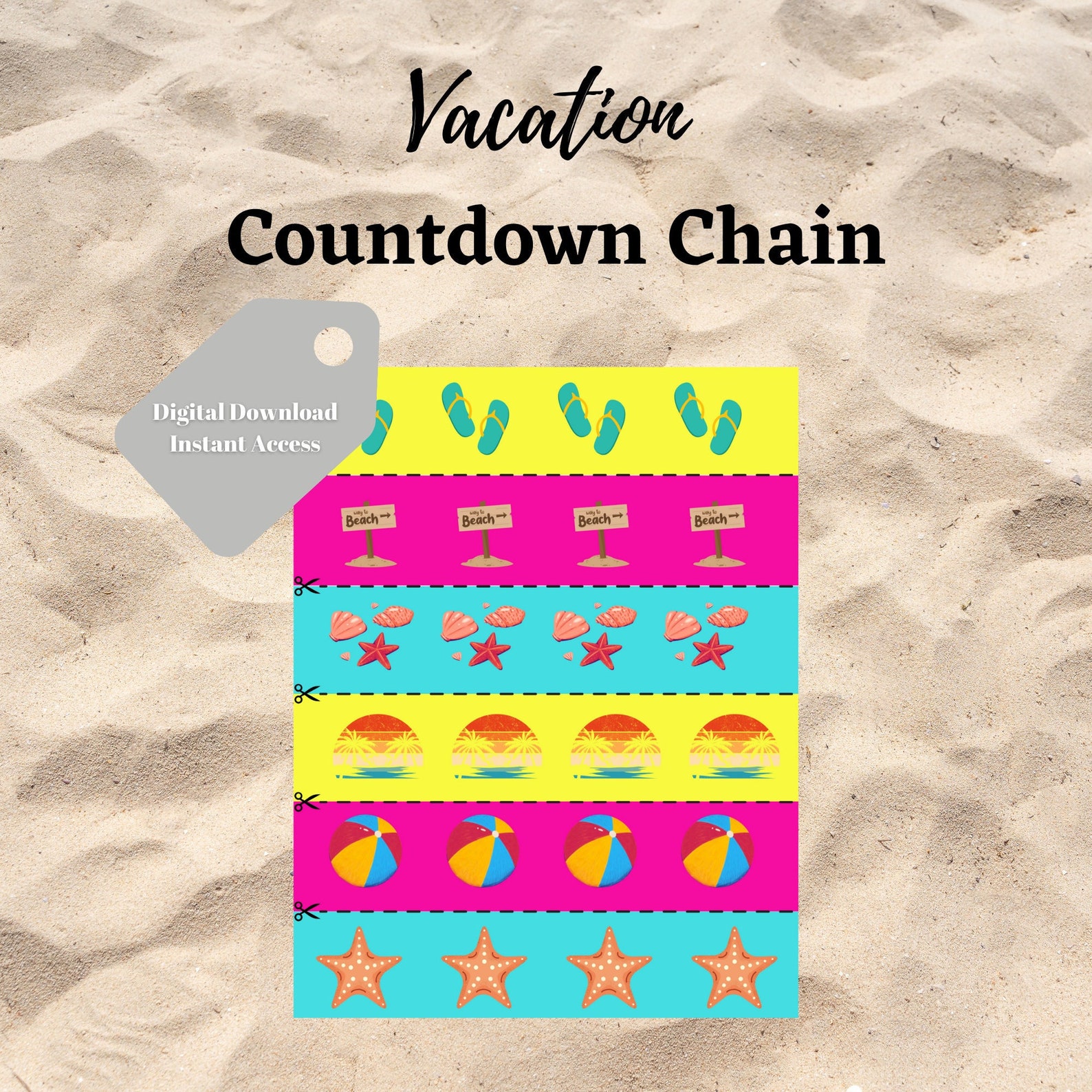 Vacation Countdown Chain, Countdown Printable, Trip Countdown Printable ...