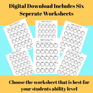 Apple Writing Numbers 1-25, Preschool, Kindergarten, First Grade ...